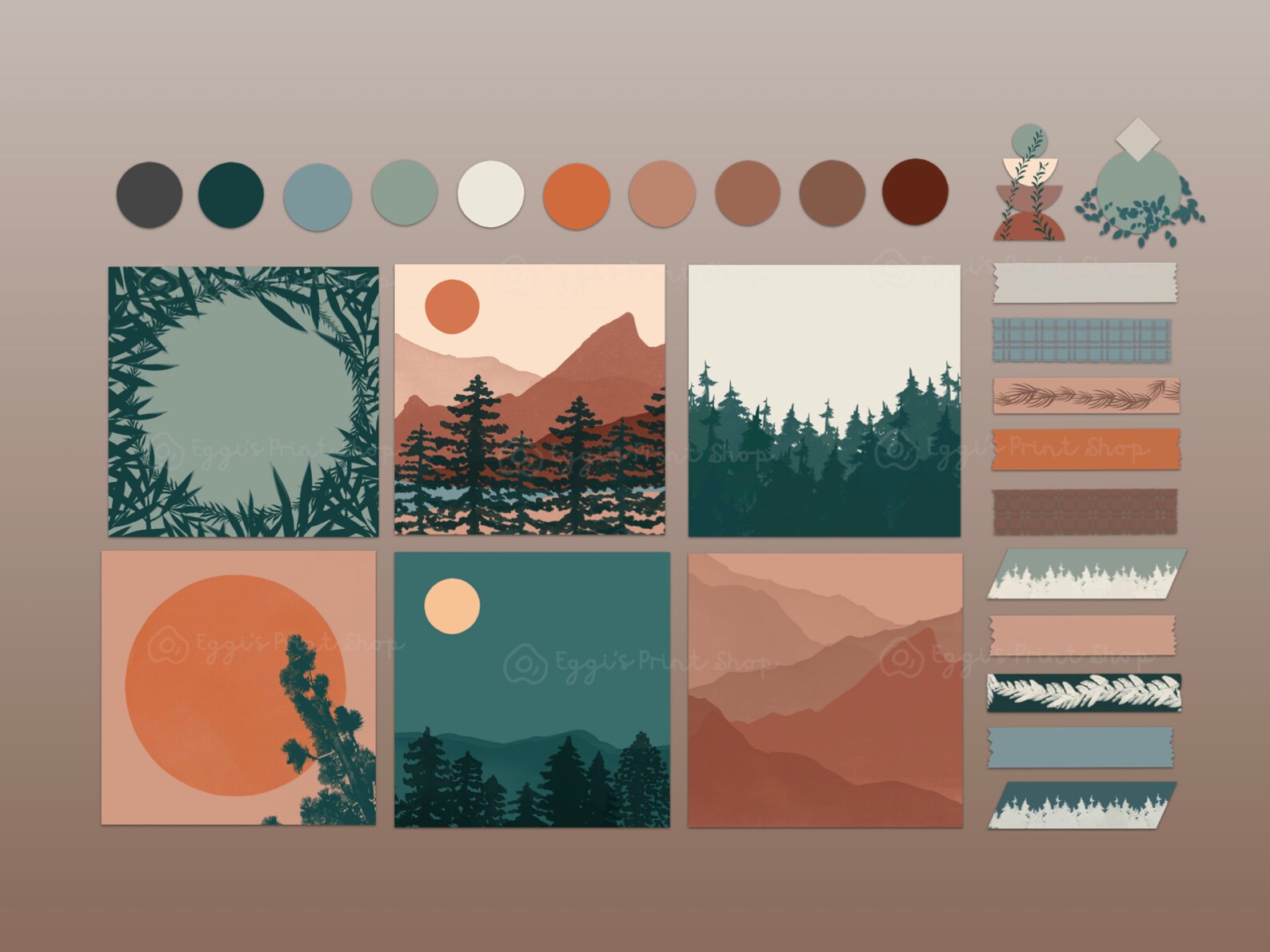 Boho Digital Stickers Set - Sticky Notes, Washi Tapes, Goodnotes File ...