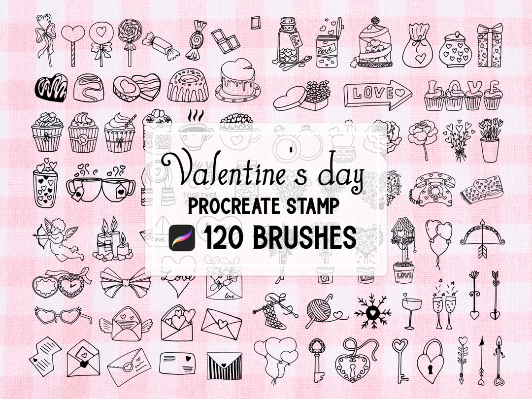 Valentine's Day Procreate Stamp Brush Set, Love Stamp - Etsy