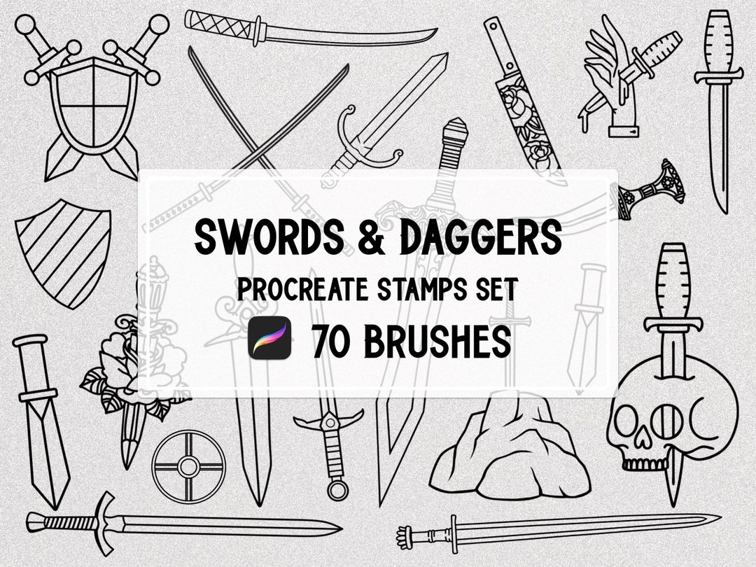 Swords, Daggers and Shields Procreate Stamp Brush Set - Etsy Australia