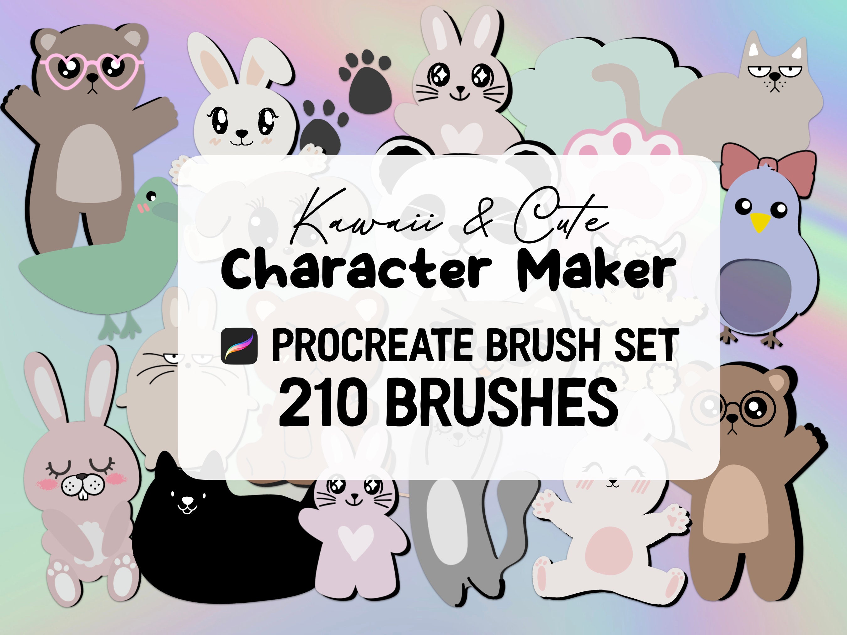 Kawaii & Cute Character Creator Procreate Stamp Brush Set - Etsy Australia