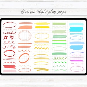 Highlight & Washi Tape Digital Stickers Bundle for Goodnotes, PNG ...