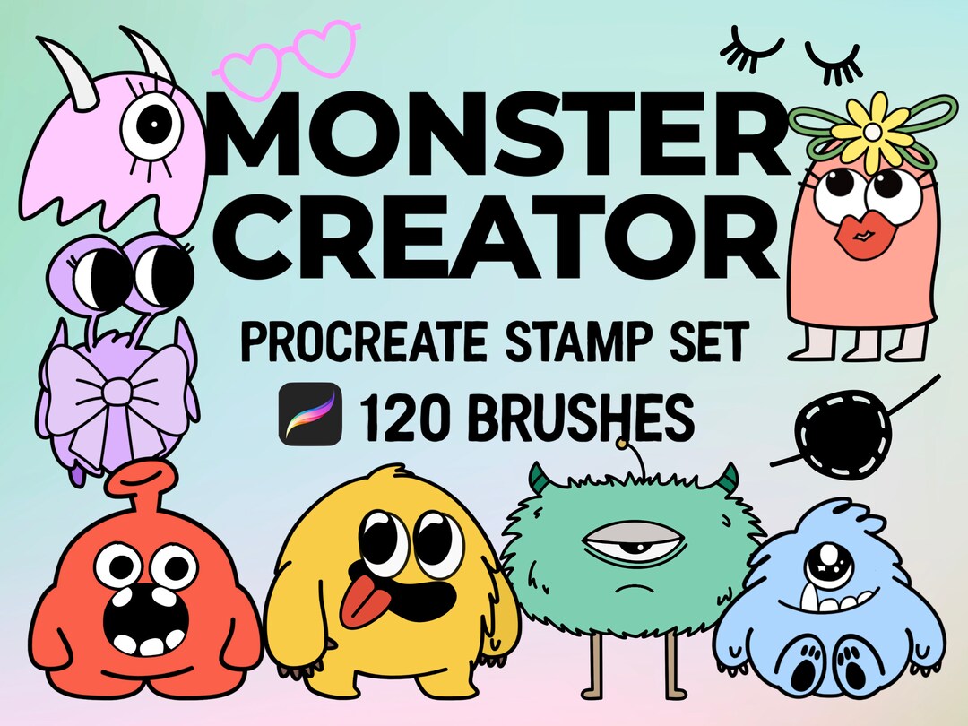 Monster Character Creator Procreate Stamp Brush Set - Etsy