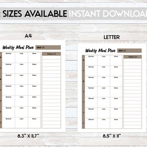 Weekly Meal Planner, Grocery List Page, Printable Planner - A4 / Letter ...