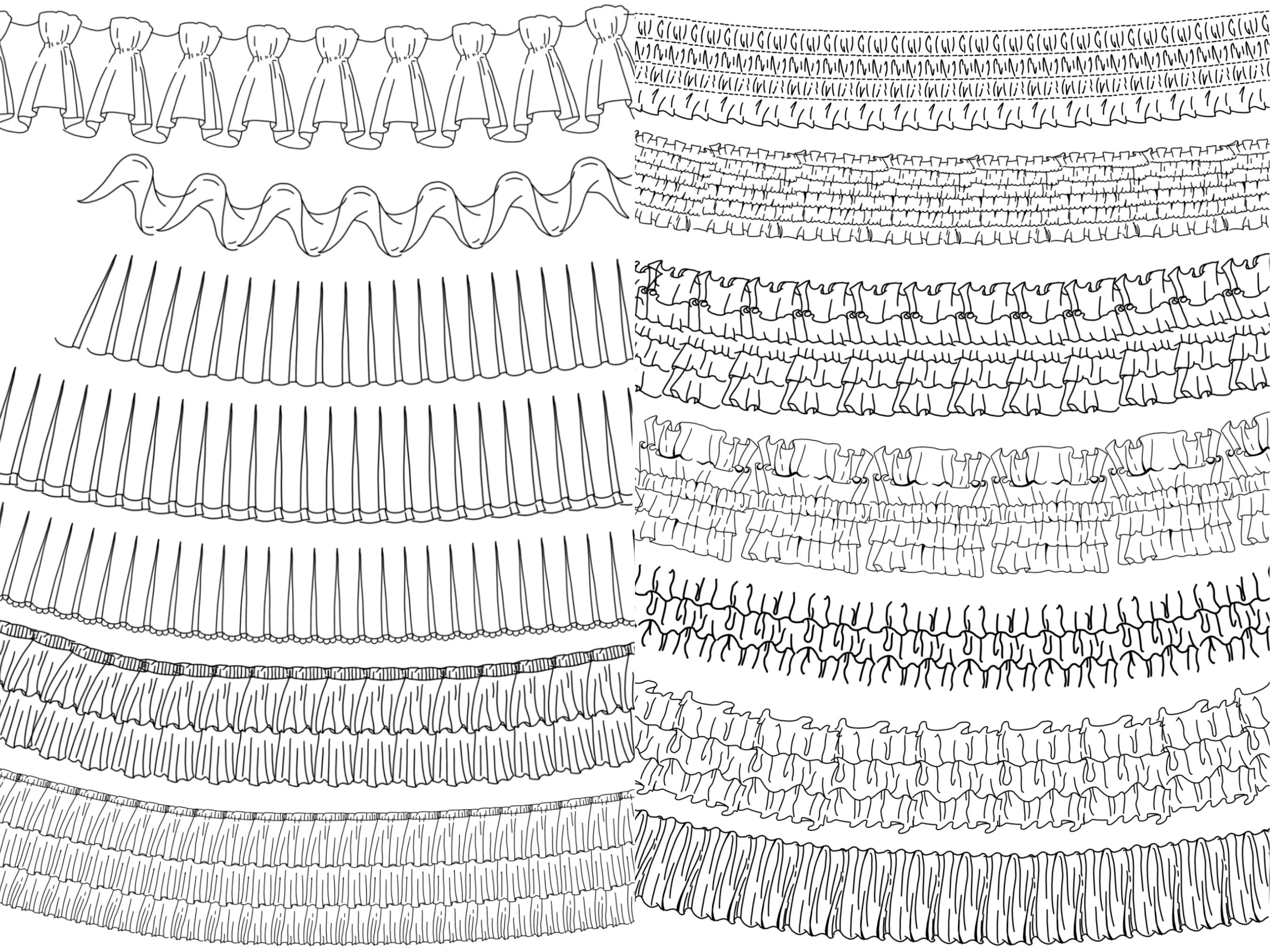 Ruffle Lines Procreate Brushes Set - Etsy