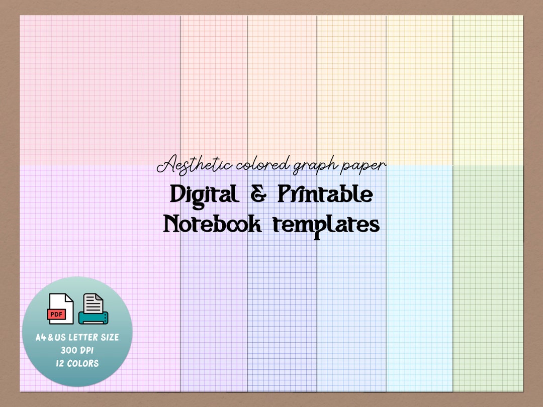 Colored Graph Digital Notes Template - Printable, A4, US Letter ...