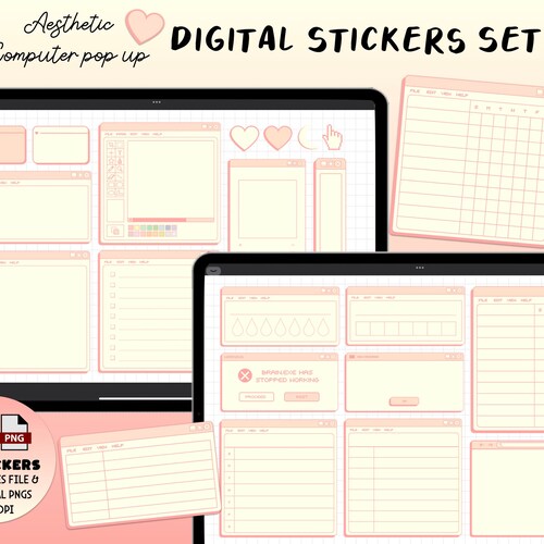 Aesthetic Computer Pop up Stickers Set - Etsy
