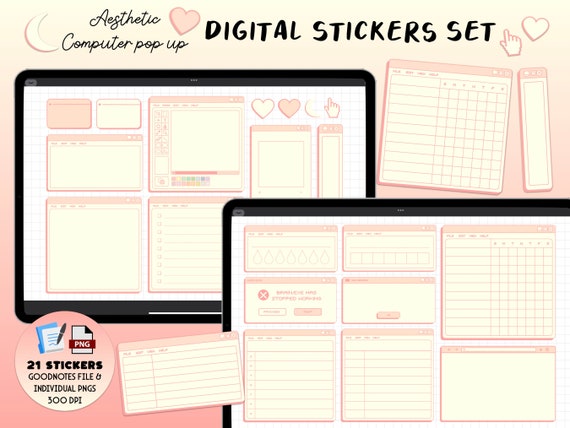 Aesthetic Computer Pop up Stickers Set - Etsy