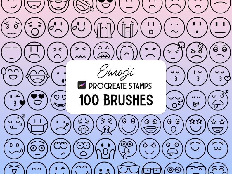 100 Emoji Procreate Stamp Brush Set - Etsy
