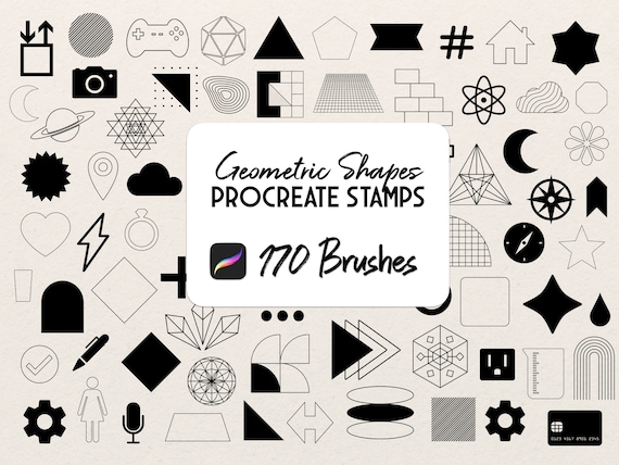 170 Geometric Basic Shape Procreate Stamp Brush Set - Etsy