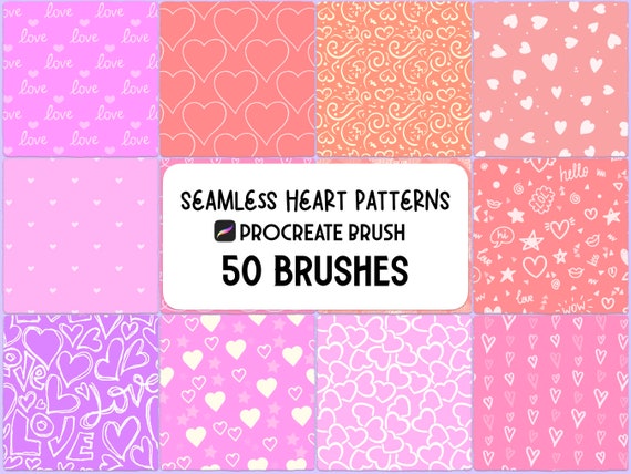 Seamless Heart Pattern Procreate Brushes Set - Etsy