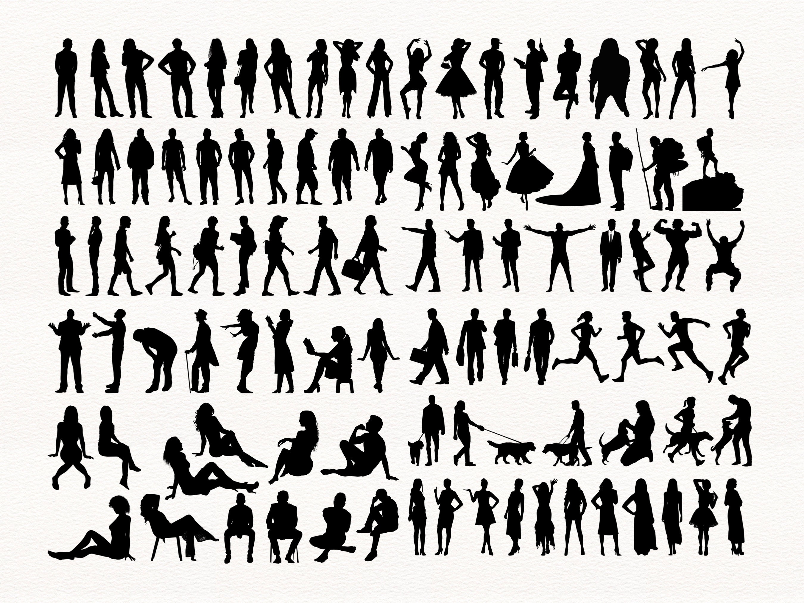 300 People Silhouette Procreate Stamp Brush Set - Etsy