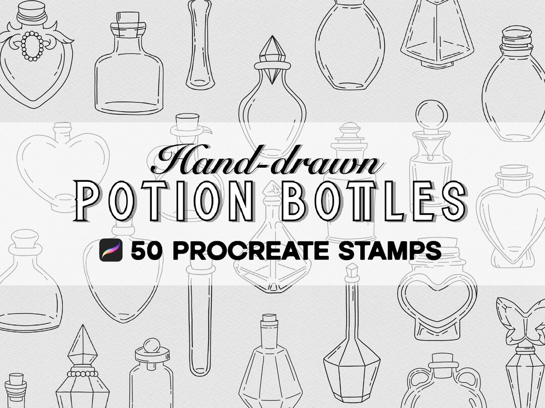 Hand-drawn Potion Bottles Set Procreate Stamp Brush Set - Etsy
