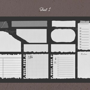 Vintage Torn Paper Digital Stickers Set - Sticky Notes, Washi Tapes ...