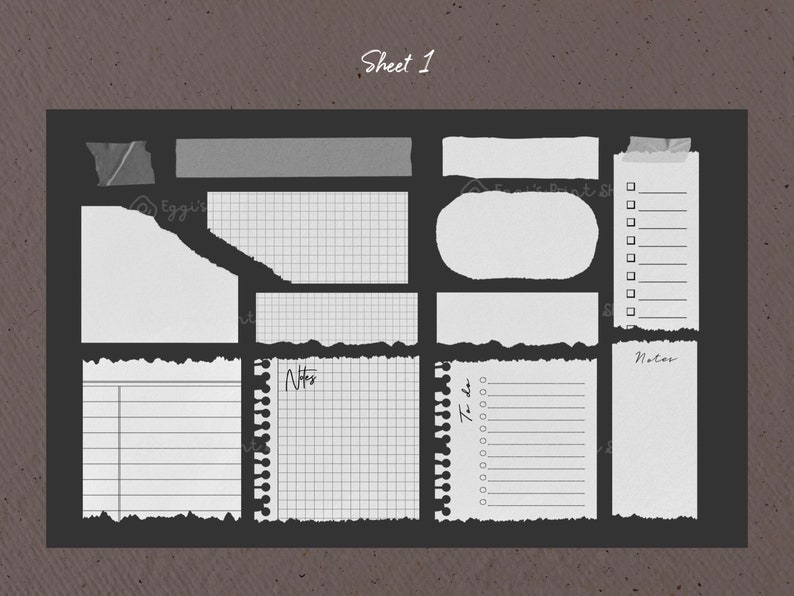 Vintage Torn Paper Digital Stickers Set - Sticky Notes, Washi Tapes ...