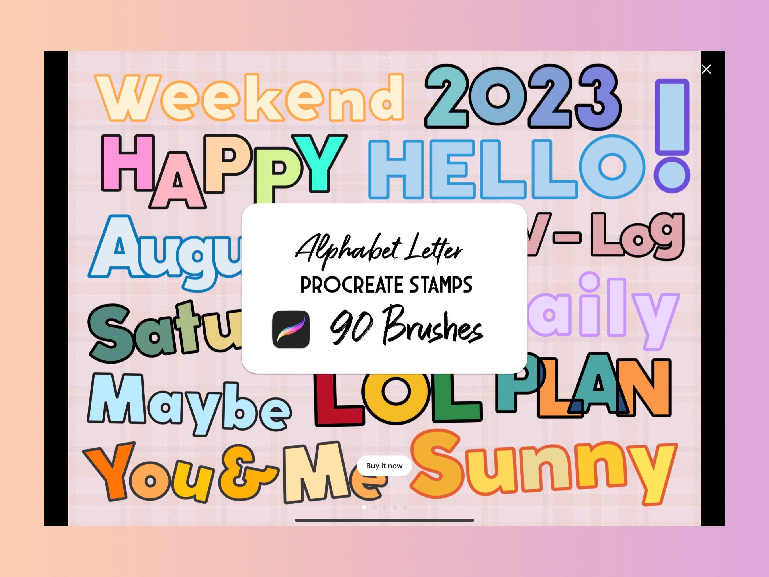 5 Alphabet Procreate Stamp Brush Set Bundle - Etsy