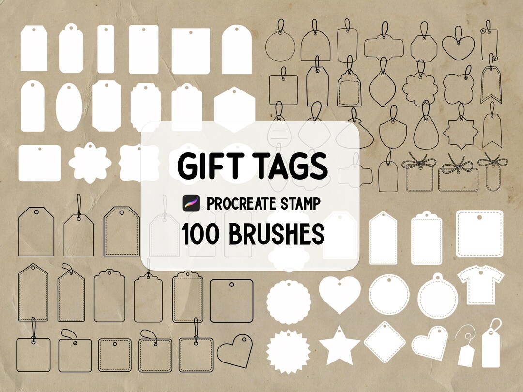 100 Gift Tags Procreate Stamp Brush Set - Etsy