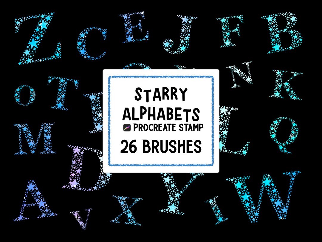 26 Starry Alphabet Letter Procreate Stamp Brush Set - Etsy