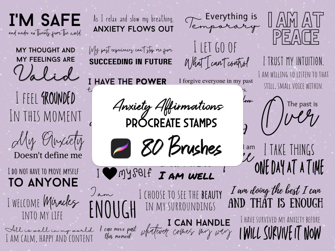 80 Anxiety Affirmations Procreate Stamp Brush Set - Etsy