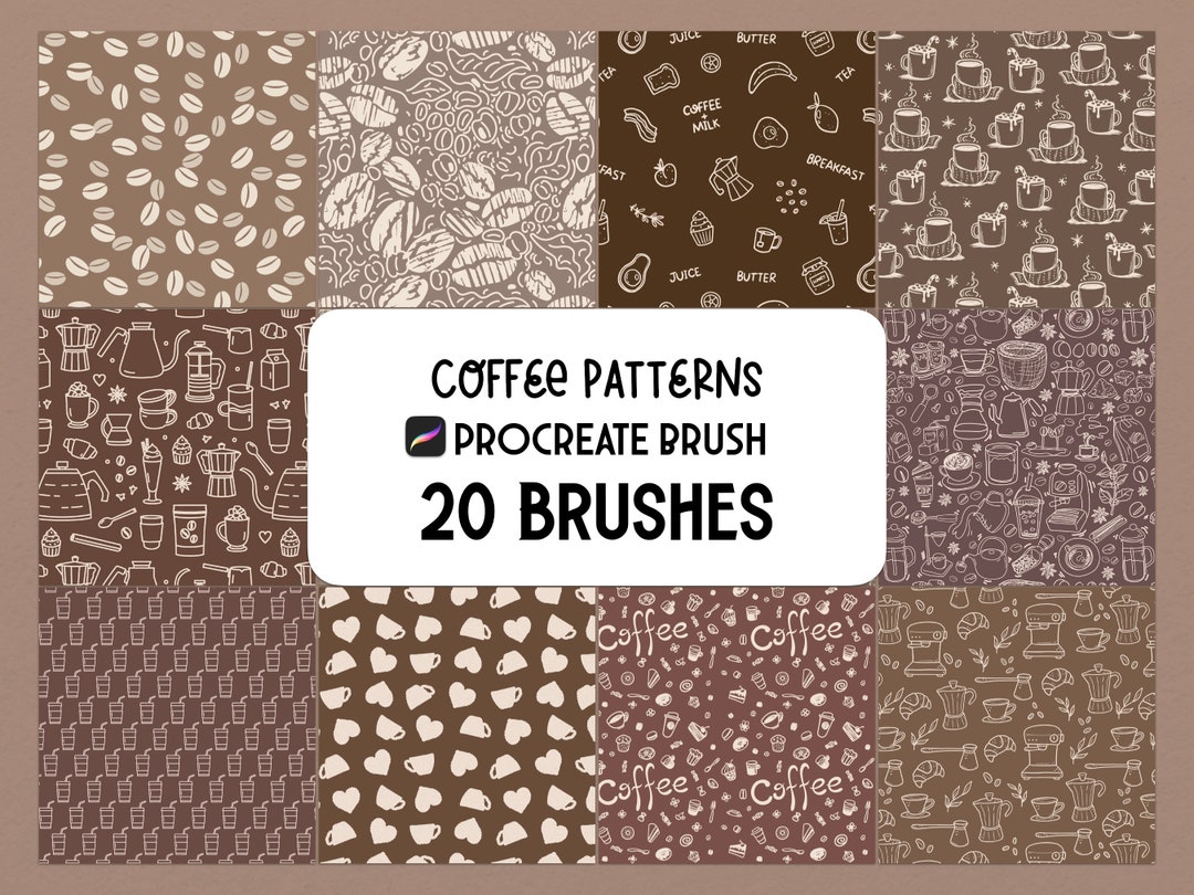 Coffee Pattern Procreate Brush Set - Etsy