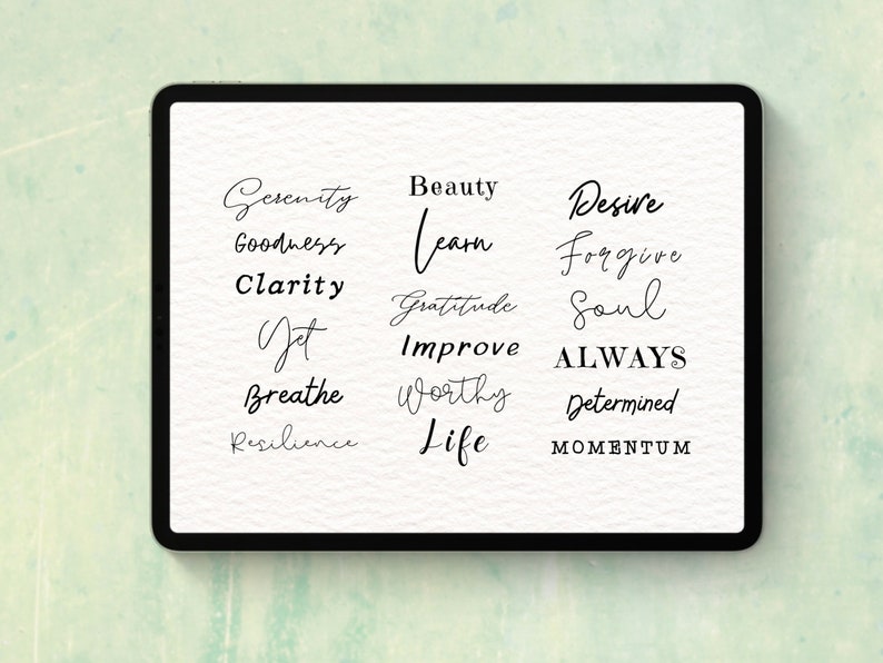 50 Inspirational Tattoo Word Art Procreate Stamp Brush Set - Etsy