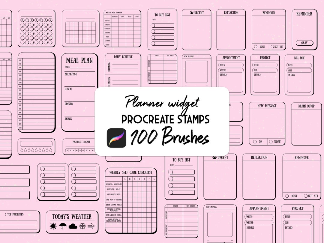 Digital Planners Widget Procreate Stamp Brush Set 2 - Etsy