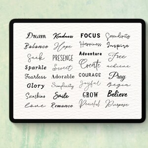 50 Inspirational Tattoo Word Art Procreate Stamp Brush Set - Etsy