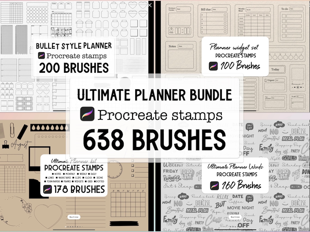 Ultimate Planner DIY Bundle Procreate Stamp Brush Set - Etsy