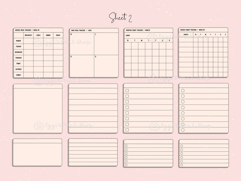 Health Tracker & Checklist Widget Digital Stickers Set - Pastel Pink - Etsy