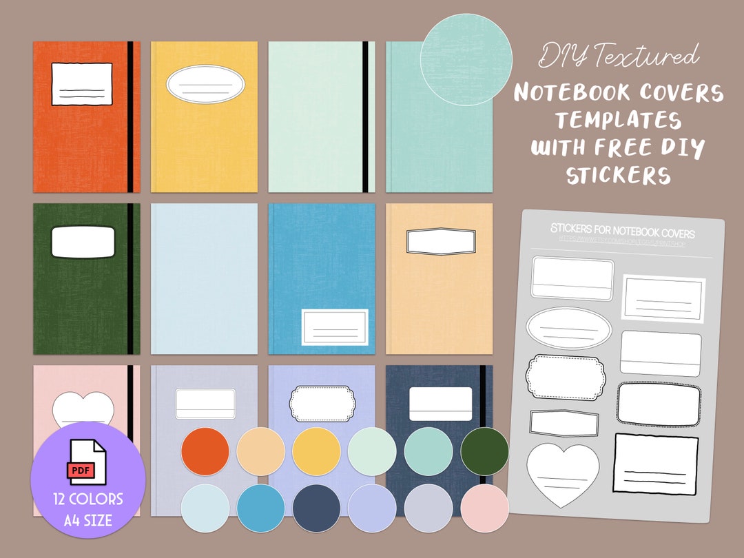 DIY Textured Digital Notebook Covers Bundle With Free Stickers - A4 ...