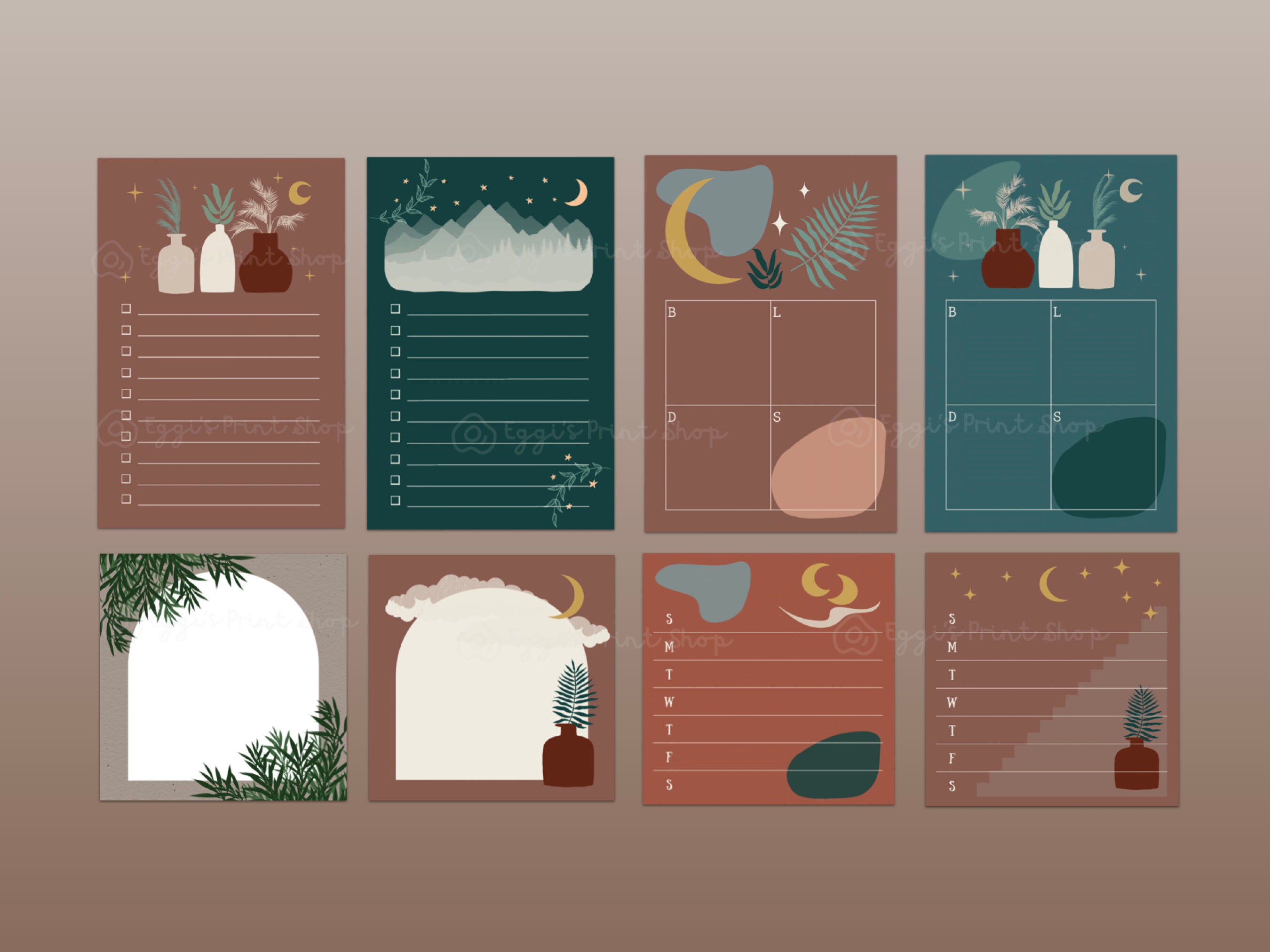 Boho Digital Stickers Set Sticky Notes Washi Tapes - Etsy