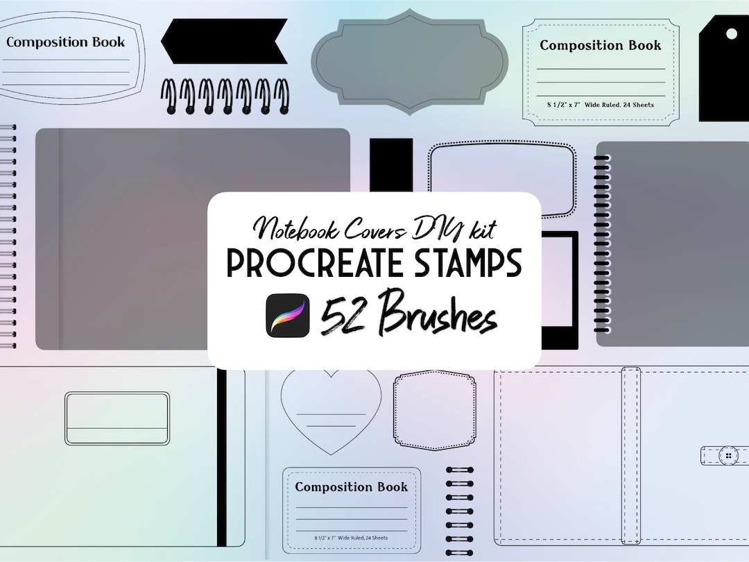 Notebook Cover DIY Procreate Stamp Brush Set - Etsy