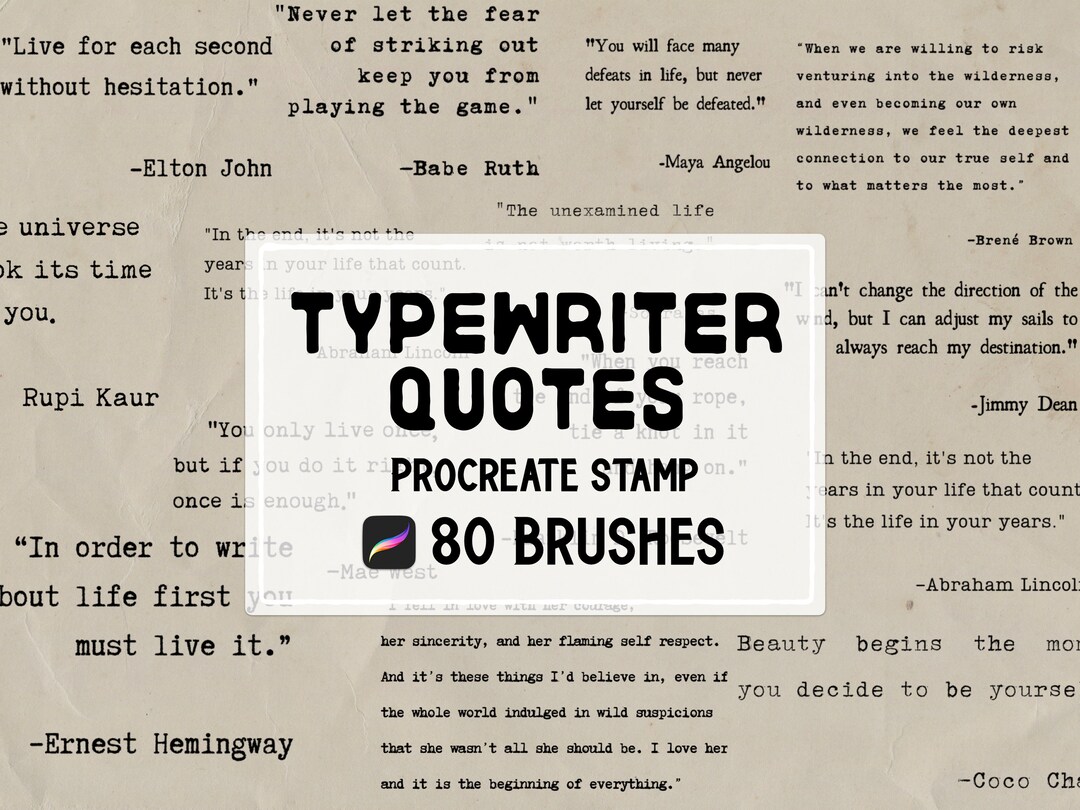 Typewriter Quotes Procreate Stamp Brush Set - Etsy