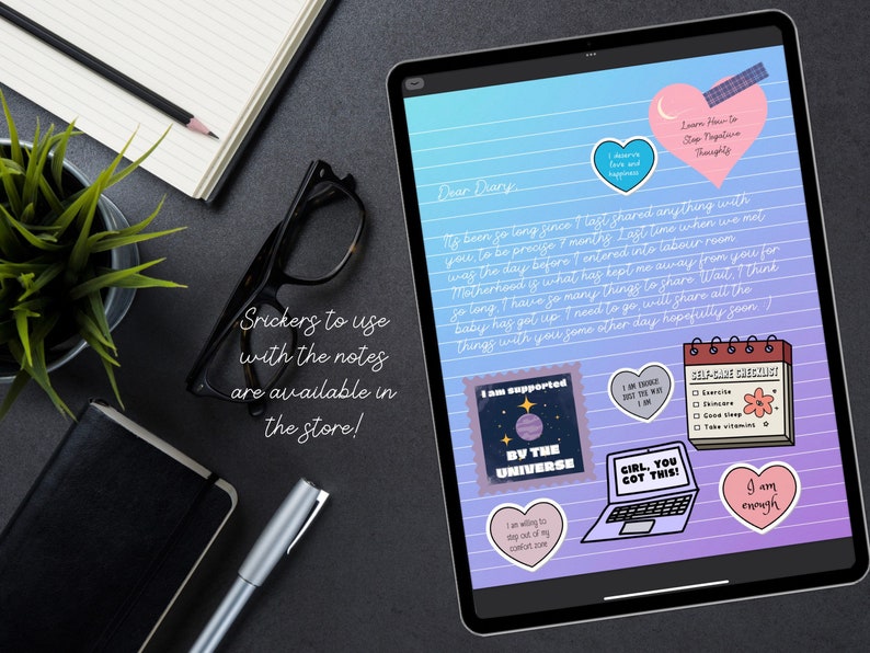 Gradient Digital Notes Template Printable A4 US Letter - Etsy