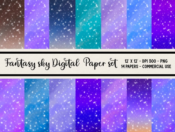 Fantasy Sky Digital Paper Set Commercial Use Instant - Etsy
