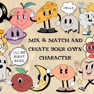 Retro Cartoon Character Creator Procreate Stamp Brush Set 2 - Etsy