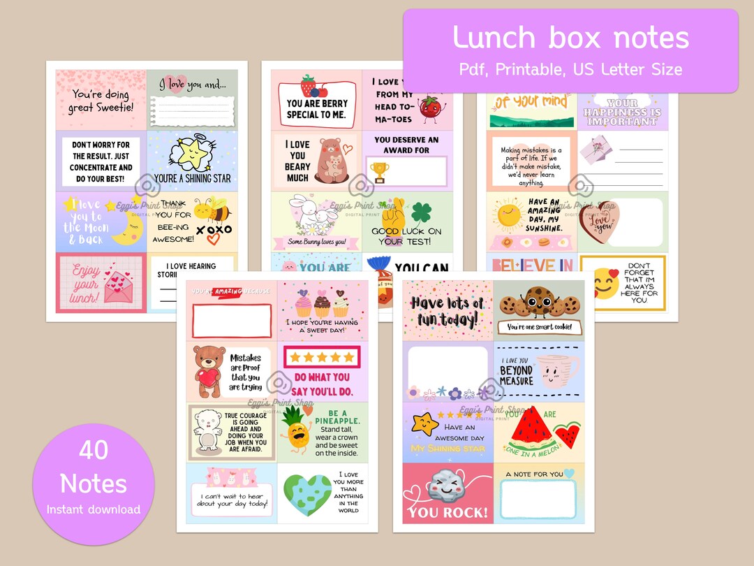 Lunch Box Notes Bundle for Kids, Positive Affirmation, Jokes, Love ...
