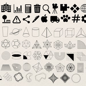170 Geometric Basic Shape Procreate Stamp Brush Set - Etsy