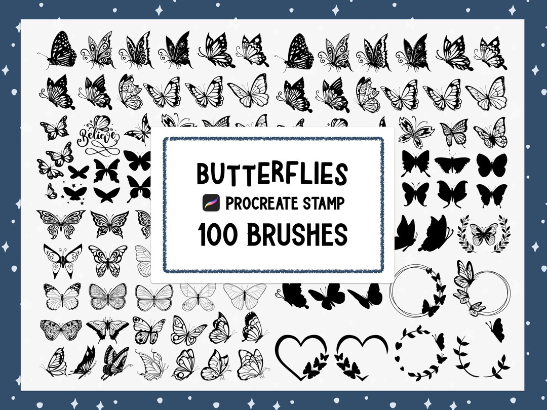 Butterflies Procreate Stamp Brush Set Etsy