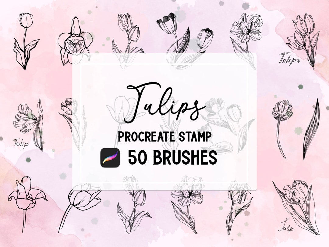 Tulips Procreate Stamp Brush Set Etsy