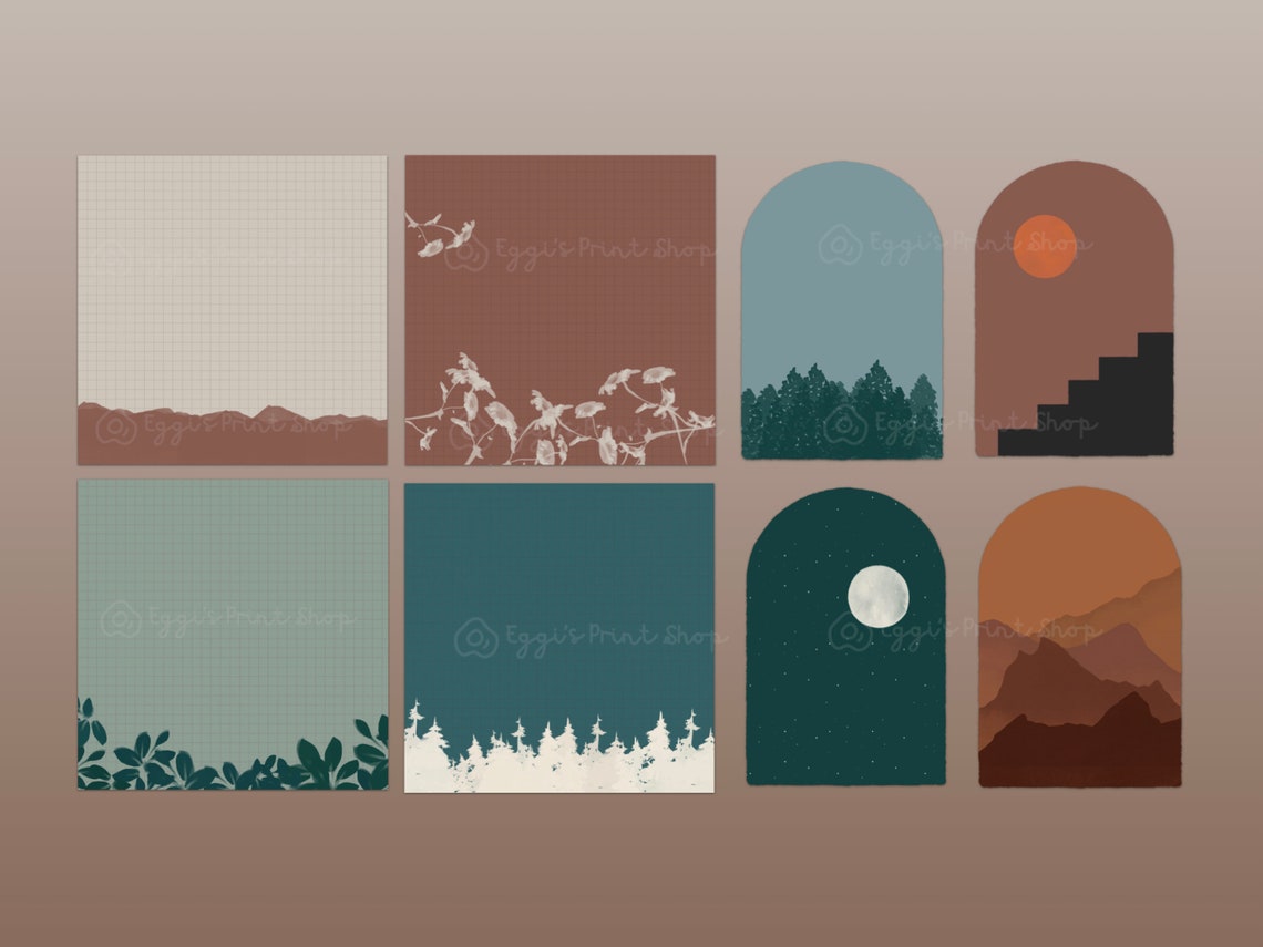 Boho Digital Stickers Set Sticky Notes Washi Tapes - Etsy