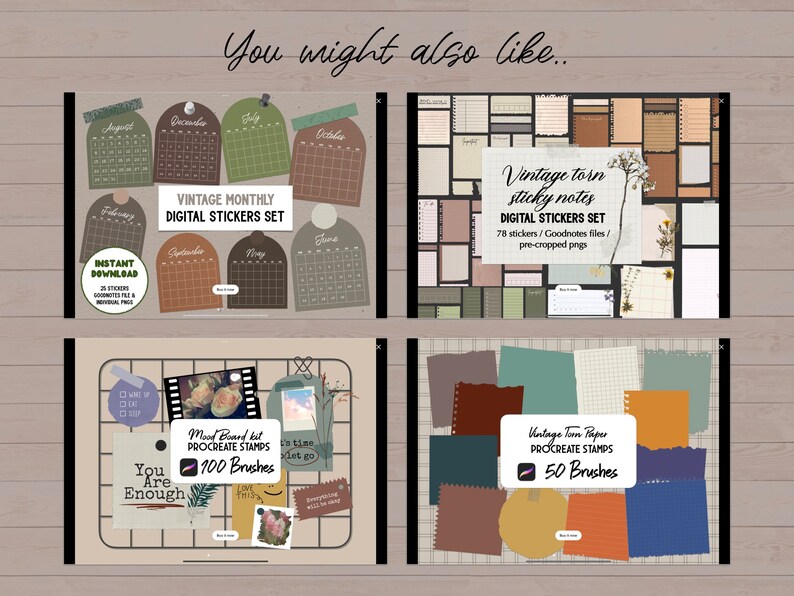 Vintage Torn Paper Digital Stickers Set Sticky Notes Washi - Etsy