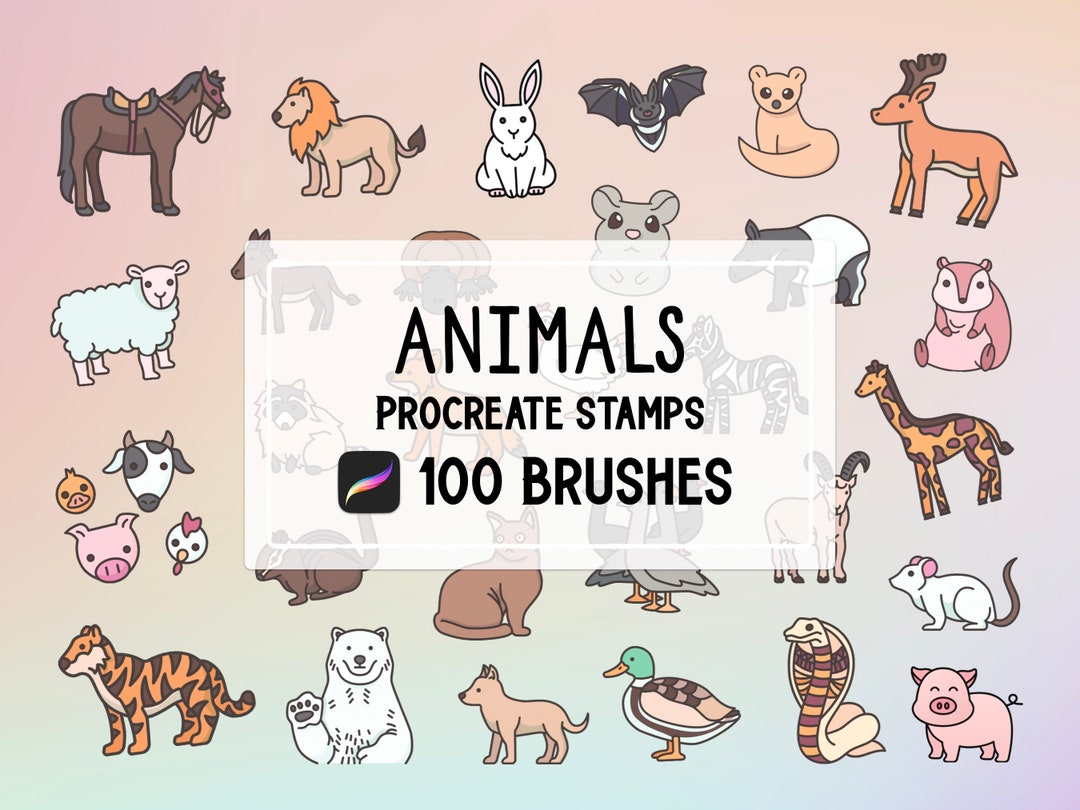 Animal Icons Procreate Stamp Brush Set - Etsy