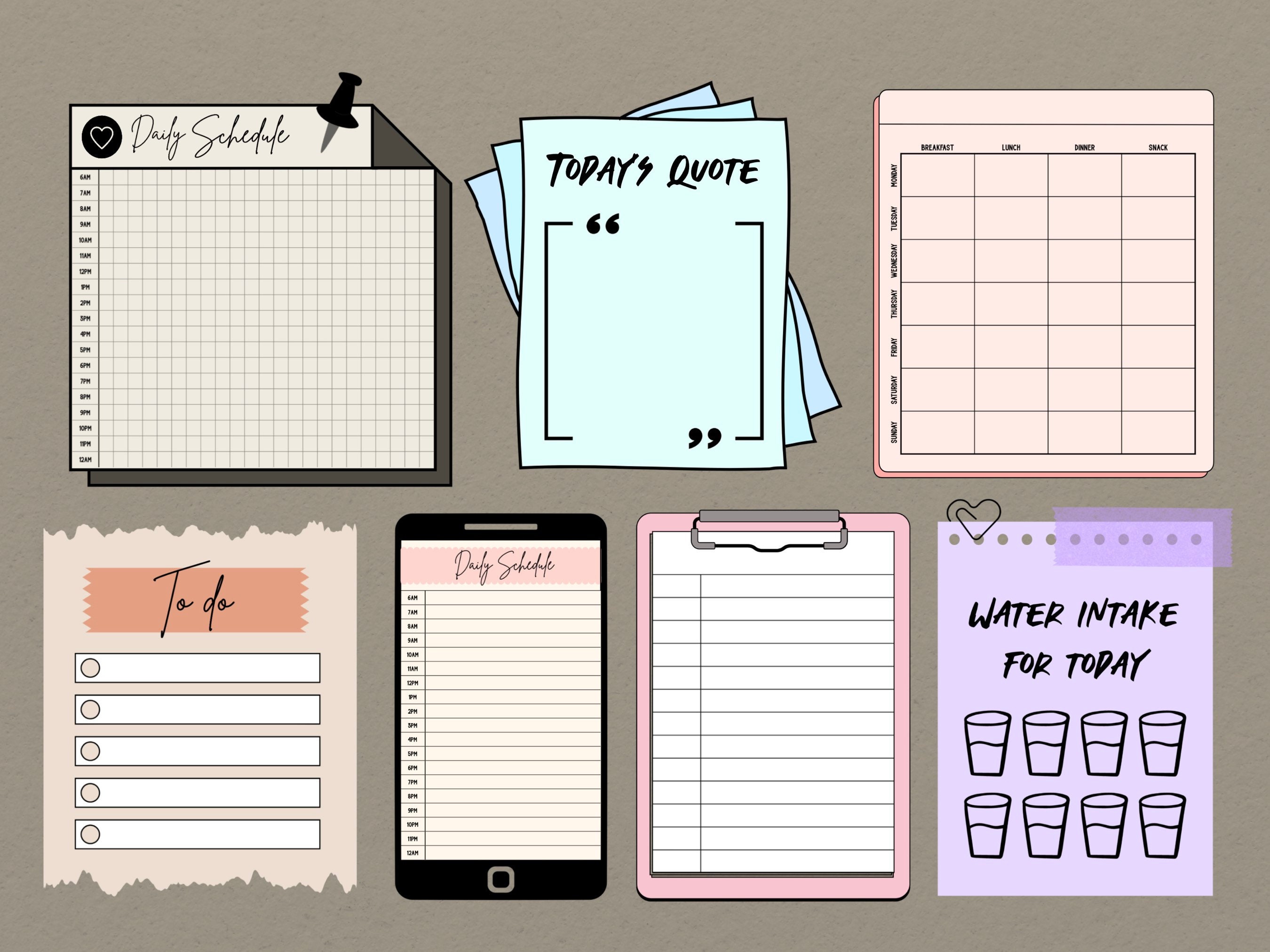 Digital Planners & Stickers Procreate Stamp Brush Set - Etsy