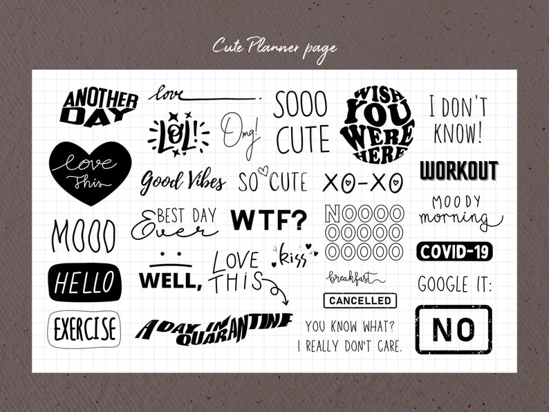 Planner & Scrapbook Word Art Digital Stickers Set, Png, Goodnotes - Etsy