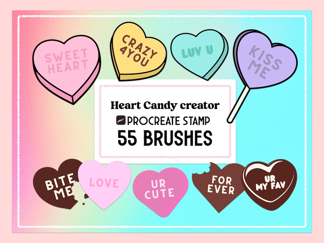 Heart Candy Creator Valentine's Day Procreate Stamp Brush Set - Etsy