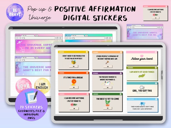 Positive Affirmation Digital Stickers Bundle Goodnotes PNG | Etsy