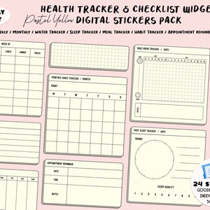 Health Tracker & Checklist Widget Digital Stickers Set - Etsy