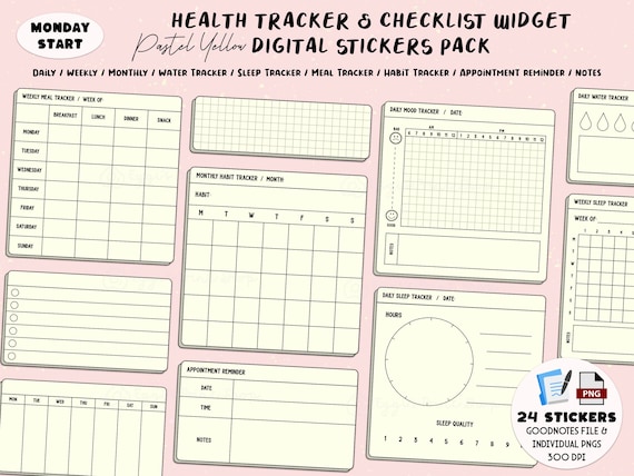 Health Tracker & Checklist Widget Digital Stickers Set - Etsy