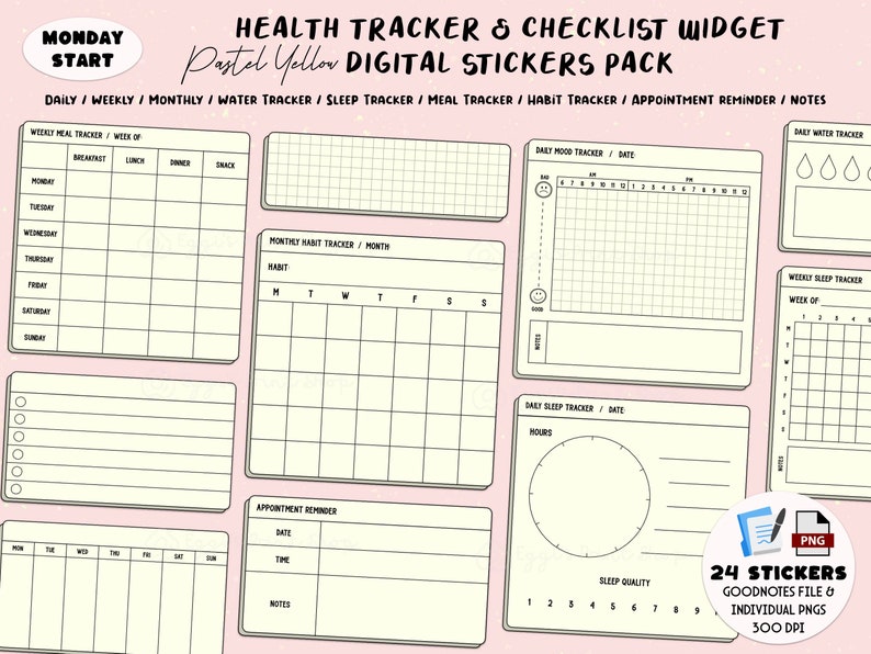 Health Tracker & Checklist Widget Digital Stickers Set - Etsy