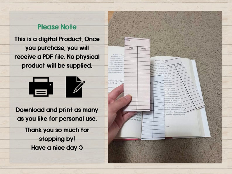 Reading Tracker Bookmark Printable: US Letter Size (PDF) - Etsy